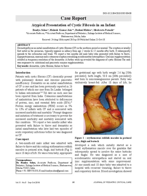Atypical Presentation Of Cystic Fibrosis In An Infant Download Free