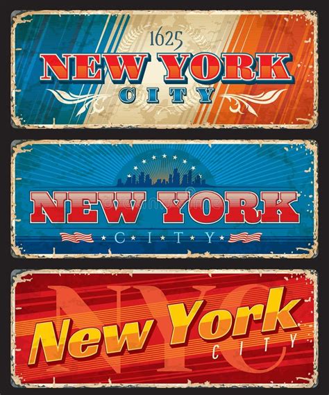 New York City Travel Plates And Stickers Usa Stock Vector