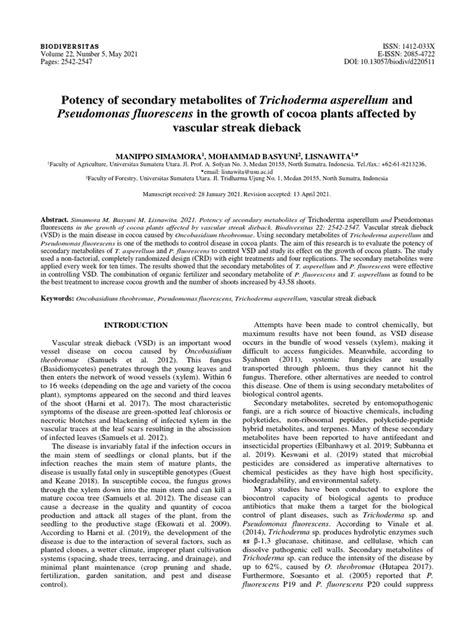 Potency Of Secondary Metabolites Of Trichoderma Asperellum And Vascular