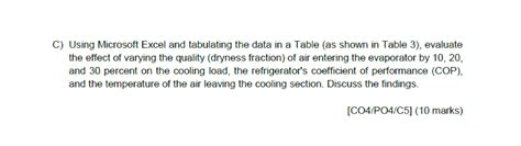 Solved C Using Microsoft Excel And Tabulating The Data In A Chegg