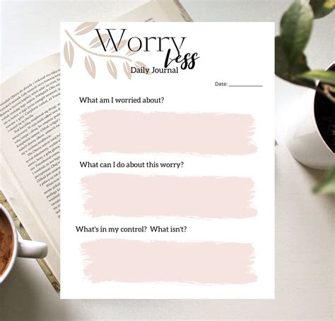 Printable Worry Journalanxiety Template Digital Journal Printable Insert Instant Download