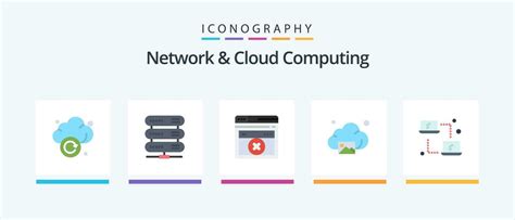 Network And Cloud Computing Flat 5 Icon Pack Including Networking