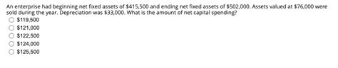 solved an enterprise had beginning net fixed assets of