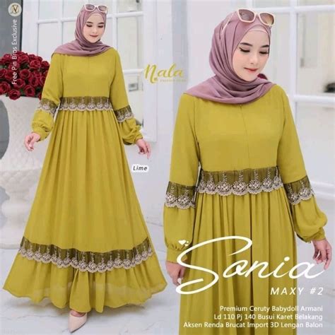 Jual PROMO Gamis KIMIKO SONIA Maxy Ceruty Babydoll Renda Terbaru