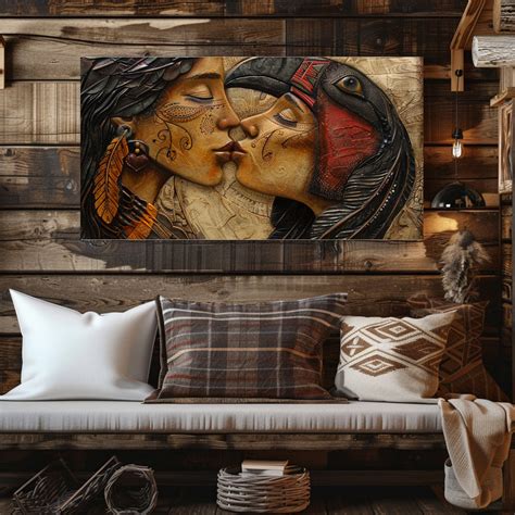 Indigenous Couple Embracing Love Art Indigenous Art Tribal Art
