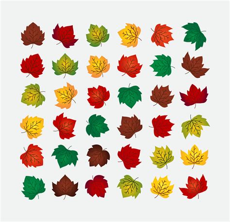 Set Of Autumn Leaves Vector Art At Vecteezy
