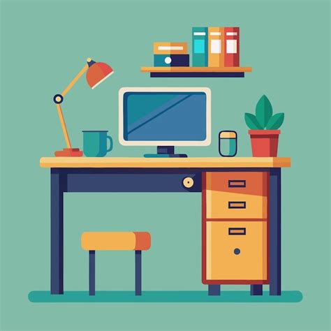 Computer Desk Vector Art Illustration Design Premium Ai Generated Vector