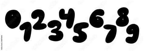 Round Black Digits Numbers Font From 0 To 9 Font Set Vector