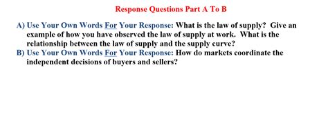 Solved Response Questions Part A To B A Use Your Own Words