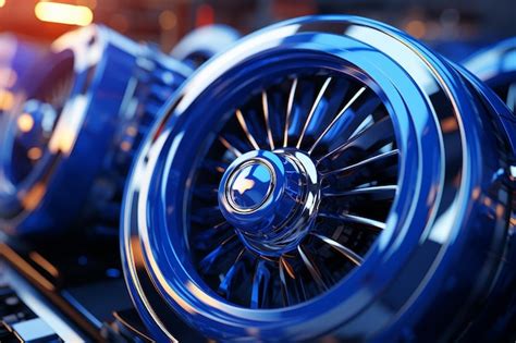 Premium Ai Image Blue Jet Engine Blades Up Close View Aerospace