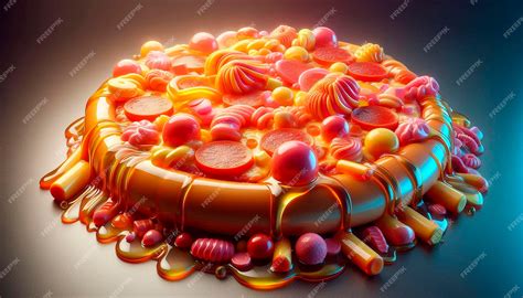 A Large Circle Of Candy Is On A Table With A Large Circle Of Candy On It Premium Ai Generated