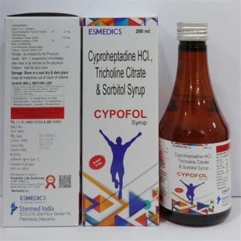 Cypofol Syrup Cyproheptadin 2 Mg Tricholin Citrate 275 Mg