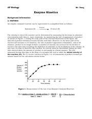 LAB Enzyme Kinetics Pdf AP Biology Mr Dang Enzyme Kinetics Background Information A