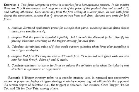 Solved Exercise 1 Two Firms Compete In Prices In A Market