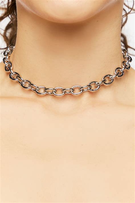 Upcycled Chain Choker Necklace Forever21us