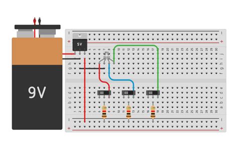 Circuit Design Rgb With Switch Tinkercad