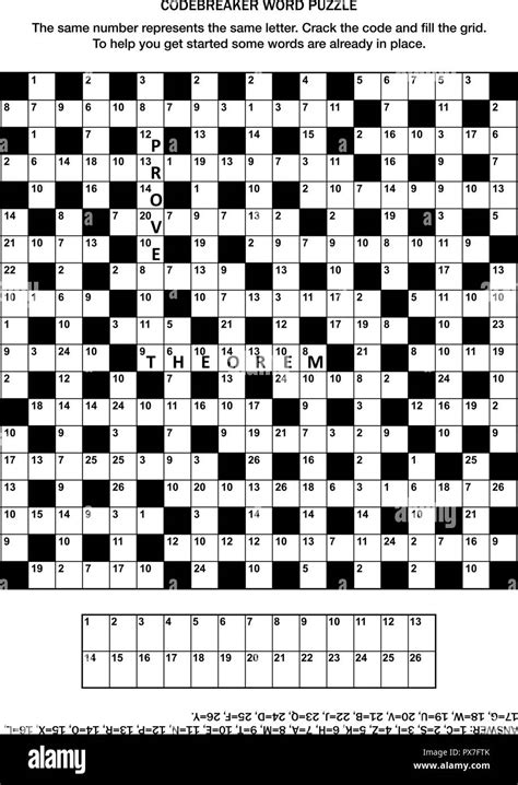 Puzzle Page With Codebreaker Codeword Code Cracker Word Game Or Crossword Puzzle Stock Vector