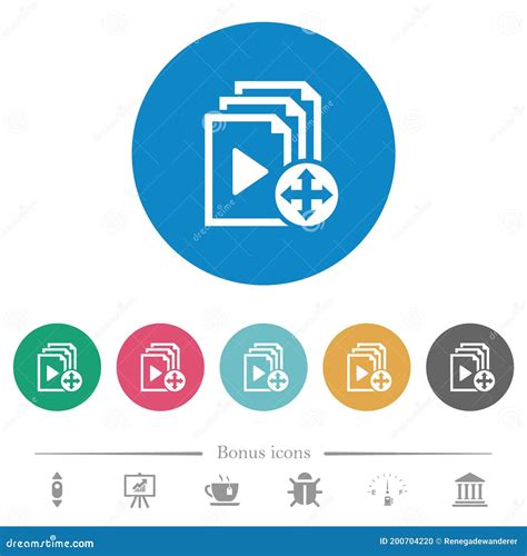 Move Playlist Item Flat Round Icons Stock Vector Illustration Of