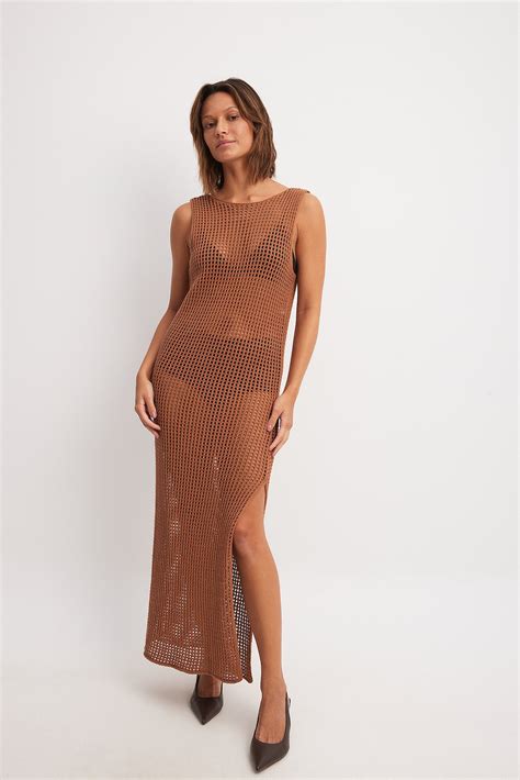 Knitted Maxi Dress Orange Na Kd
