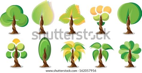 Set Cartoon Trees Stock Vector Royalty Free 162057956 Shutterstock