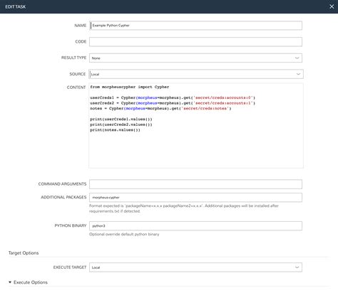 How To Access Morpheus Cypher Secrets In A Python Task