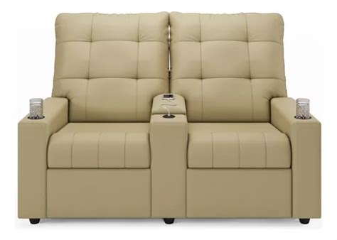 Poltrona Cinema Reclinável 2 Lugar Baú Usb Mallie Pu Bg Cor Creme Mercadolivre