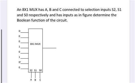 solved an 8x1 mux has a b and c connected to selection