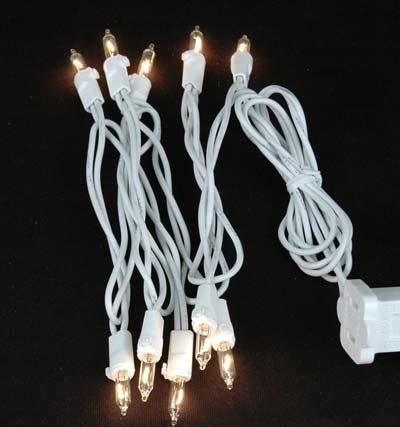 Non Connectable Christmas Mini Light Sets Light White Wire Clear Bulb