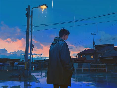 雨音と黄昏｜イラスト・フリー素材なら「シンテリ」
