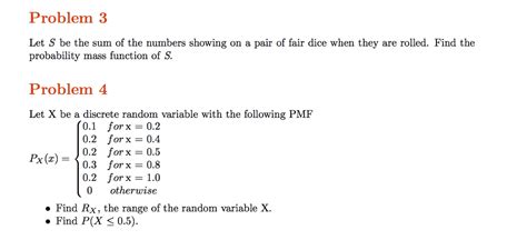 Solved Problem Let S Be The Sum Of The Numbers Showing On Chegg Com