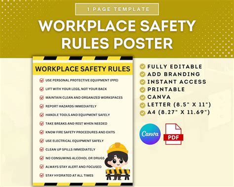Workplace Safety Rules Poster Printable Workplace Safety Guidelines