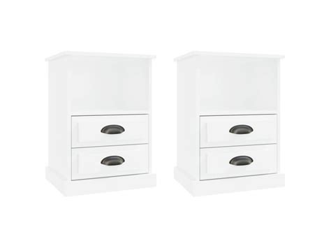 Vidaxl Tables De Chevet 2 Pcs Blanc Brillant 43x36x60 Cm Conforama