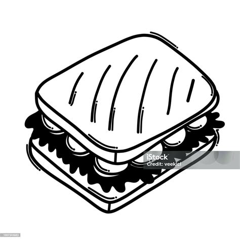 샌드위치 낙서 벡터 아이콘 그리기 스케치 일러스트레이션 손 그린 선 Eps10 고기에 대한 스톡 벡터 아트 및 기타 이미지 고기 그리기 낙서 드로잉 Istock