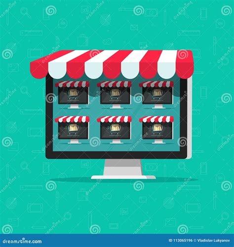 Marketplace Online Store Vector Illustration Flat Cartoon Internet
