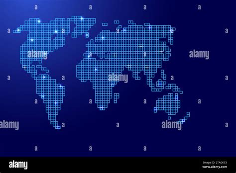 Silhouette De Carte Du Monde à Partir De Carrés De Structure De