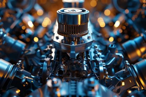 Abstract Engineer Designing Modern Car Engine With Visible Piston And