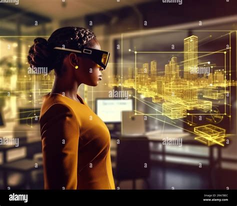 Black Woman Engineer Uses Augmented Mixed Virtual Reality Integrate Artificial Intelligence