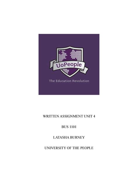 Bus1101 Unit 4 Written Assignment Template Updated 1 Written