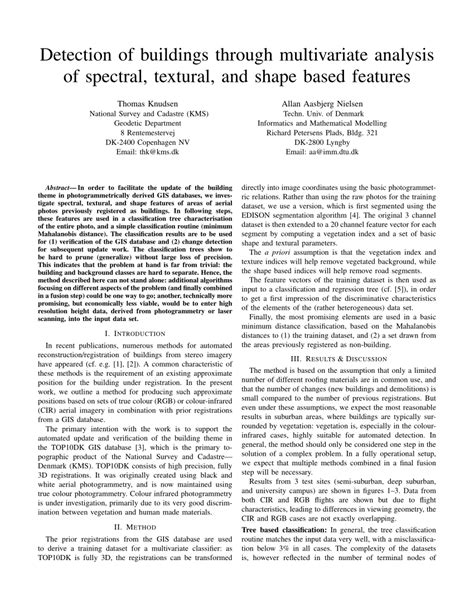 Pdf Detection Of Buildings Through Multivariate Analysis Of Spectral Textural And Shape