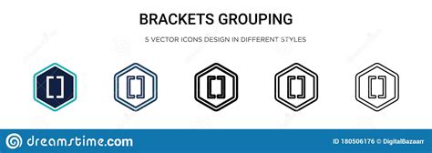 Brackets Grouping Symbol Icon In Filled Thin Line Outline And Stroke Style Vector