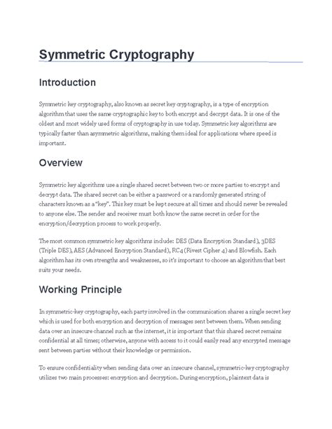 Symmetric Cryptography Computer Network And Security Symmetric