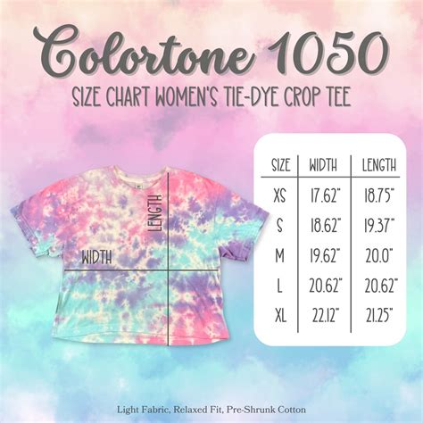 Colortone 1050 Size Chart Tie Dye Crop Top Size Chart Crop T Shirt