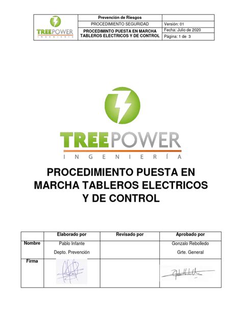 Procedimiento Puesta En Marcha Tableros Eléctricos Y De Control Pdf