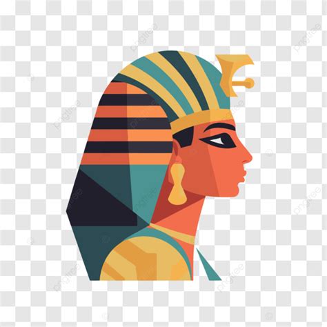 흰색 바탕에 이집트 파라오의 머리 벡터 흰색 배경에 이집트의 단순한 다채로운 아이콘 그림자 없음 작은 프레임 중앙 Png 일러스트 및 벡터 에 대한 무료 다운로드