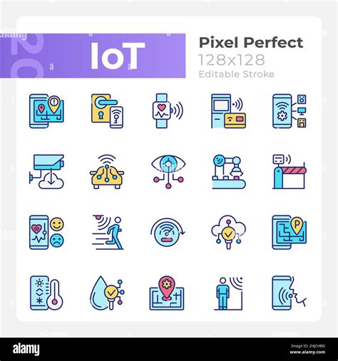 IoT Pixel Perfect RGB Color Icons Set Stock Vector Image Art Alamy