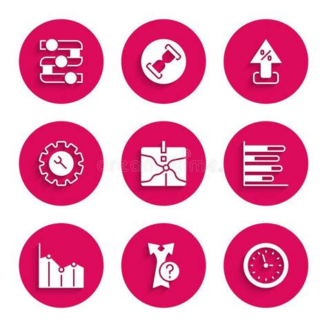 Set Intersection Point Arrow Clock Pie Chart Infographic Wrench And
