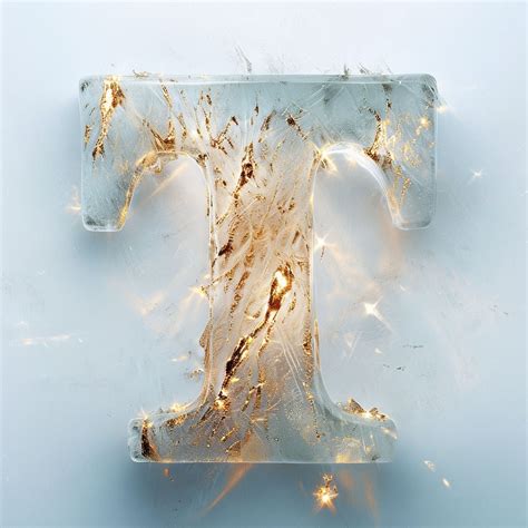 Elegant Frosted Glass T Monogram With Glowing Gold Accents Monogram