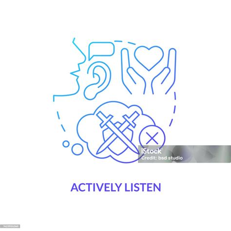 적극적으로 파란색 그라디언트 개념 듣기 아이콘 로고에 대한 스톡 벡터 아트 및 기타 이미지 로고 반사 제작물 개념