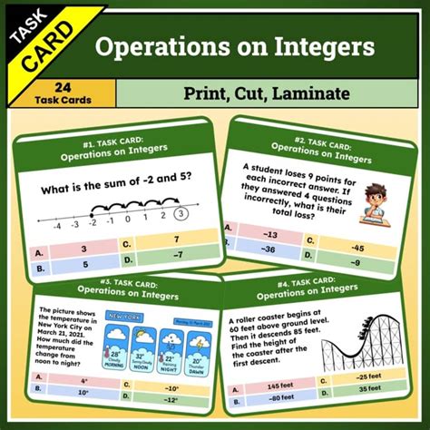 2025 teks math 6 3e task card operations on integers by markimatics