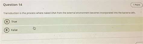 Solved Question 14Transduction Is The Process Where Naked Chegg
